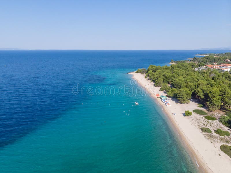 Drone Aerial View of Sea Shore, Sandy Beach and Blue Water Stock Image ...
