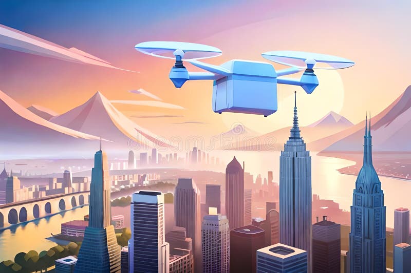 Drone Air Transport Comfortable Stock Illustration - Illustration of ...
