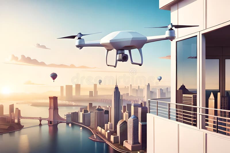 Drone Air Transport Comfortable Stock Illustration - Illustration of ...