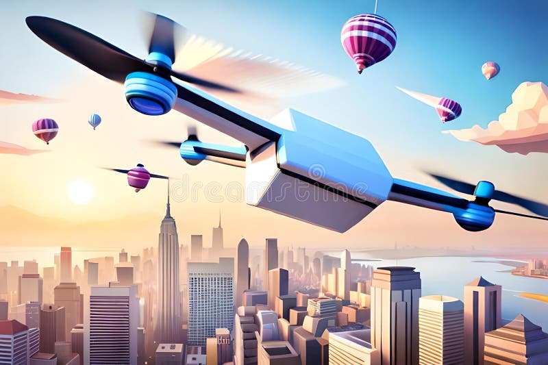 Drone Air Transport Comfortable Stock Illustration - Illustration of ...