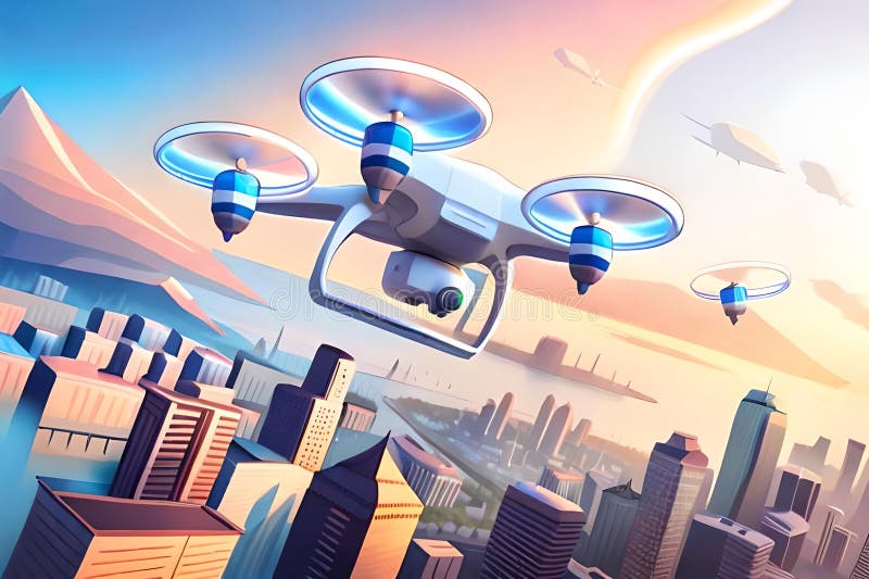 Drone Air Transport Comfortable Stock Illustration - Illustration of ...