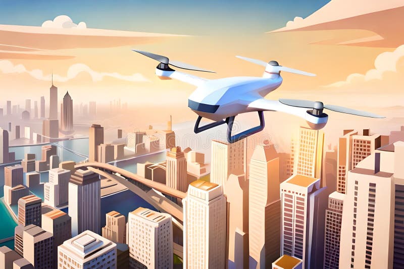 Drone Air Transport Comfortable Stock Illustration - Illustration of ...