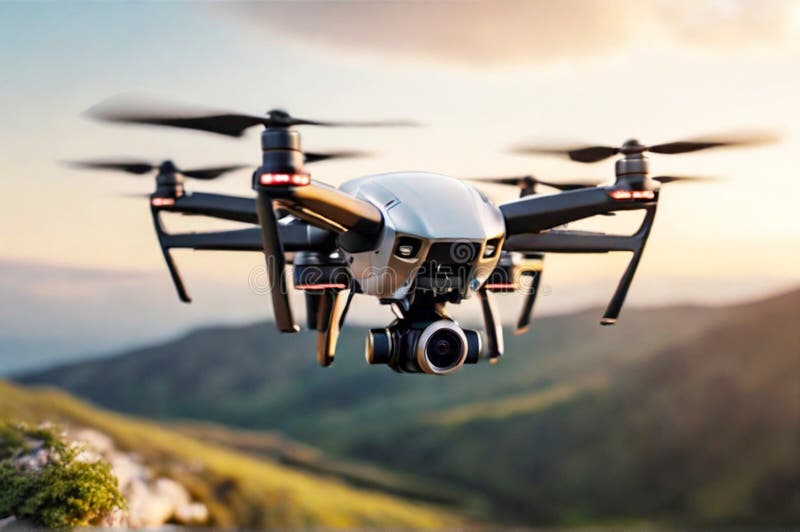 Generative Ai, Drone Aircraft Close Up with Mountain Views in the ...