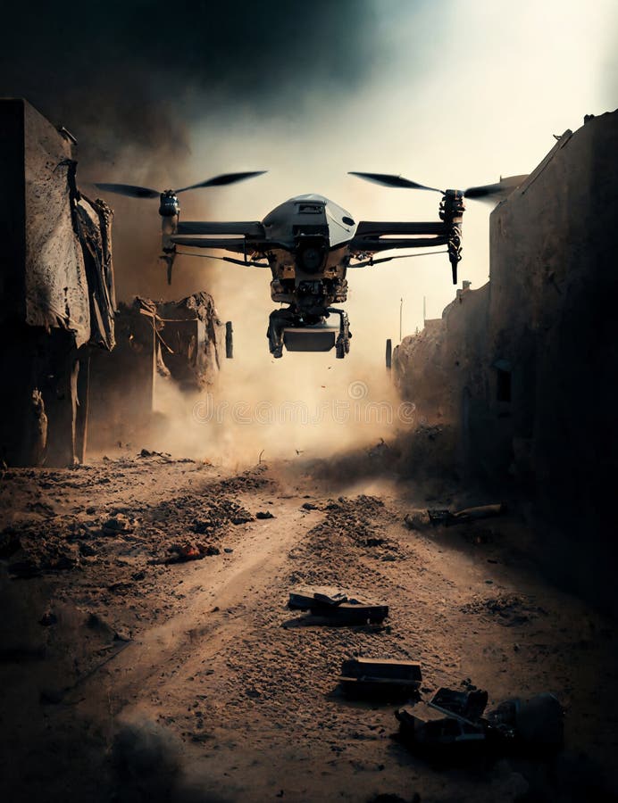 Drone Attack in War Scene, Created with Generative AI Stock ...