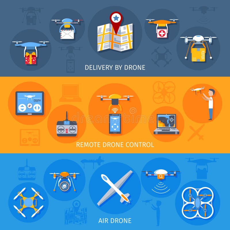 Drone Banner Set stock vector. Illustration of gadget - 209803547