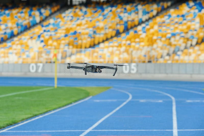 Dron with a Camera in the Stadium Stock Image - Image of device ...