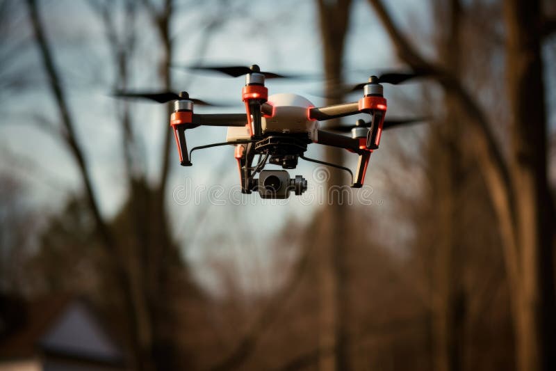 A Drone with a Camera Flying Overhead for Surveillance Stock ...