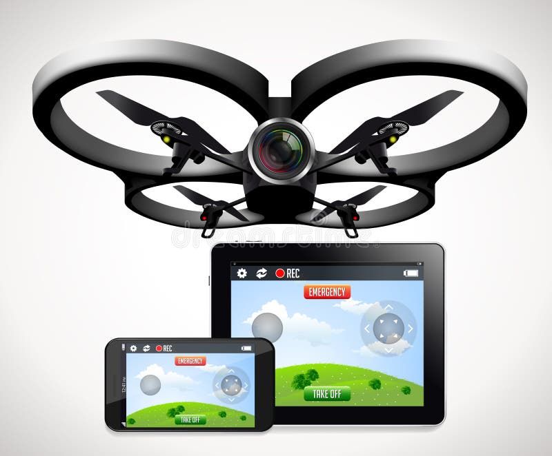 Drone with camera stock illustration. Illustration of remote - 45777699