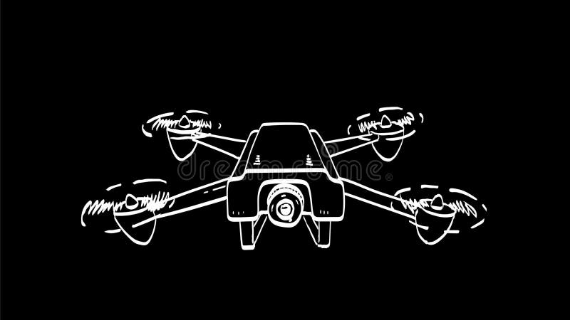 Drone with Camera Flying To Right Drawing 2D Animation 4K Stock Footage ...