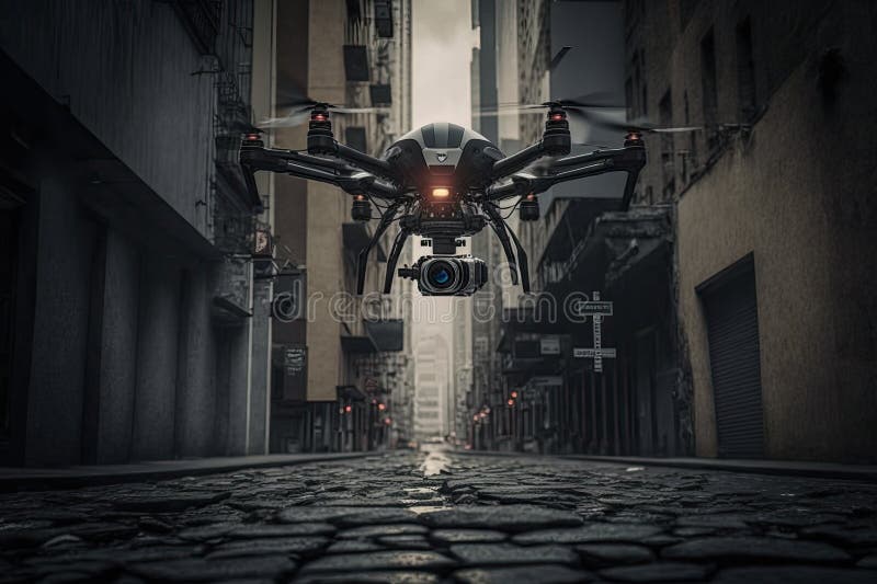 Drone with a Camera in an Urban Environment Stock Illustration ...