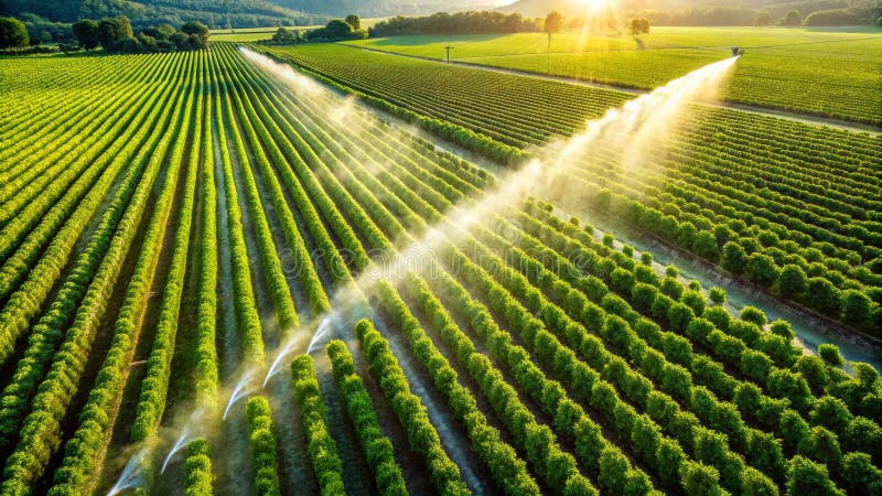 Drone Capture of Modern Vineyard Irrigation System Aerial Perspective ...