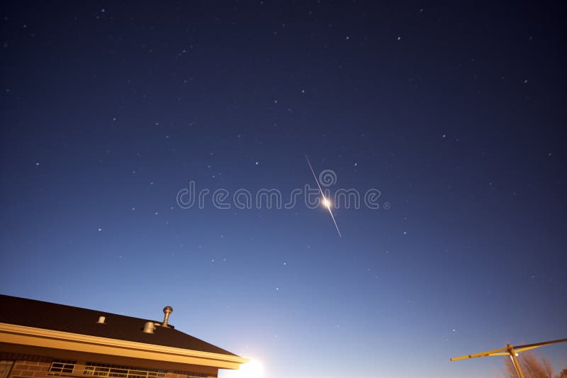 Drone-captured Image of a Meteoroid in a Clear Night Sky Stock Photo ...