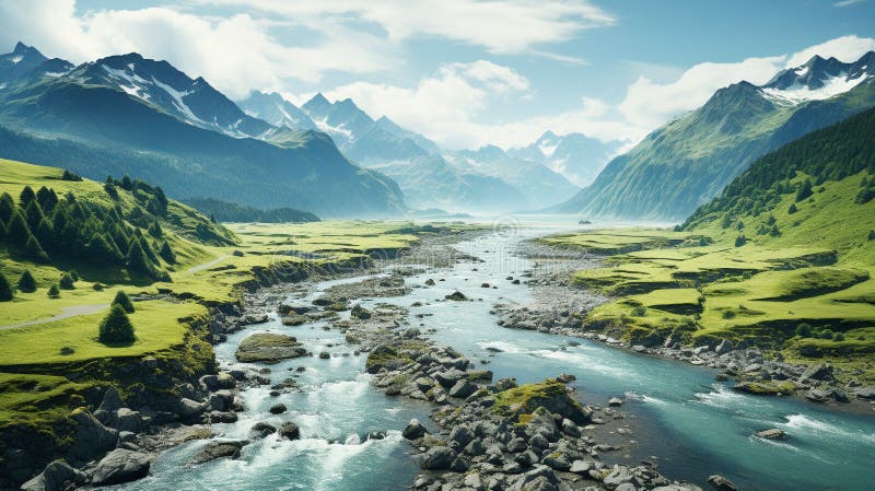 Drone Captures Tranquil Beauty in Nature High Above Mountain Range ...