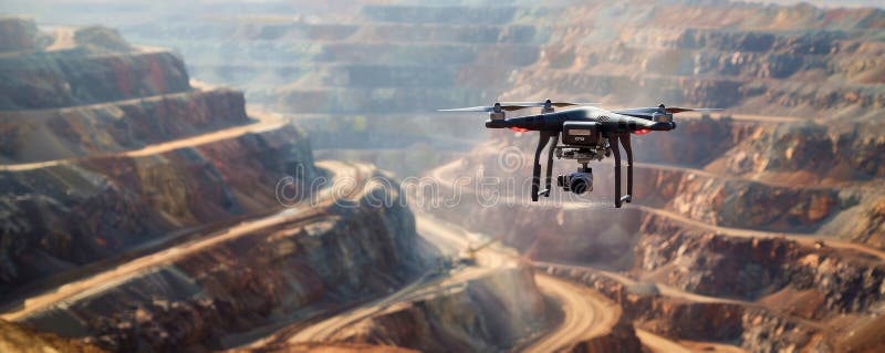 Drone Capturing High-resolution Footage of Open-pit Mine with Terraced ...