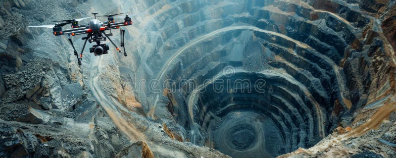 Drone Capturing Image of Expansive Open-pit Mine Showcasing Industrial ...