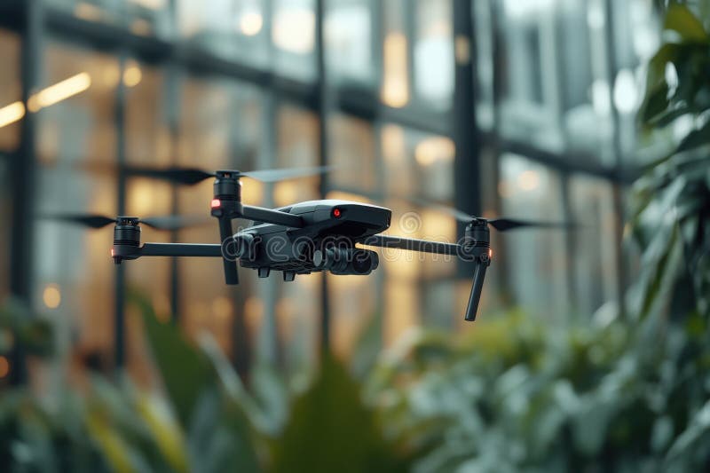 Drone Capturing Urban Cityscape: High-Tech Aerial Action. Stock Image ...