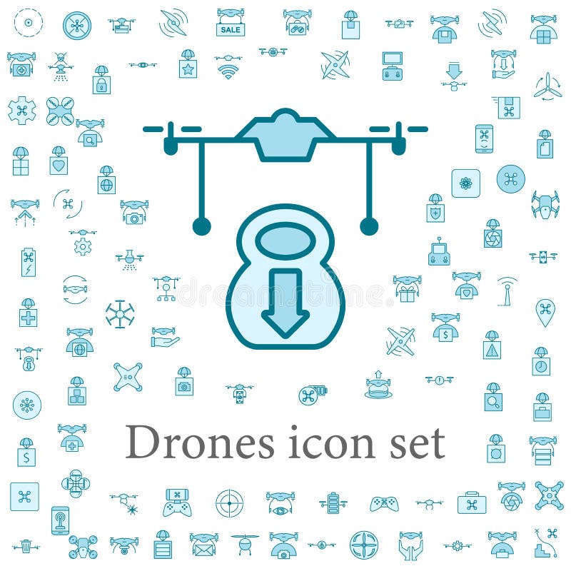 Drones Icons Set stock vector. Illustration of internet - 60732028