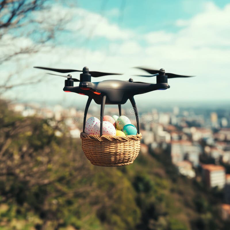 Drone Carries a Basket of Easter Eggs in the Air, Innovating Holiday ...