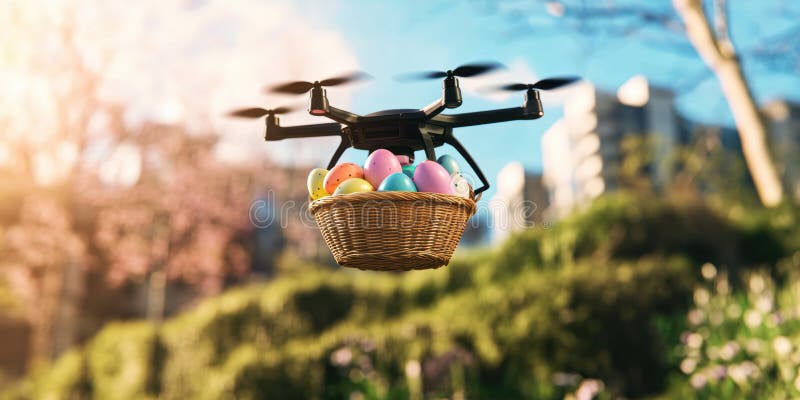 Drone Carries a Basket of Easter Eggs in the Air, Innovating Holiday ...