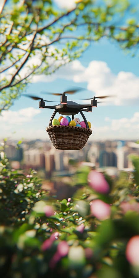 Drone Carries a Basket of Easter Eggs in the Air, Innovating Holiday ...