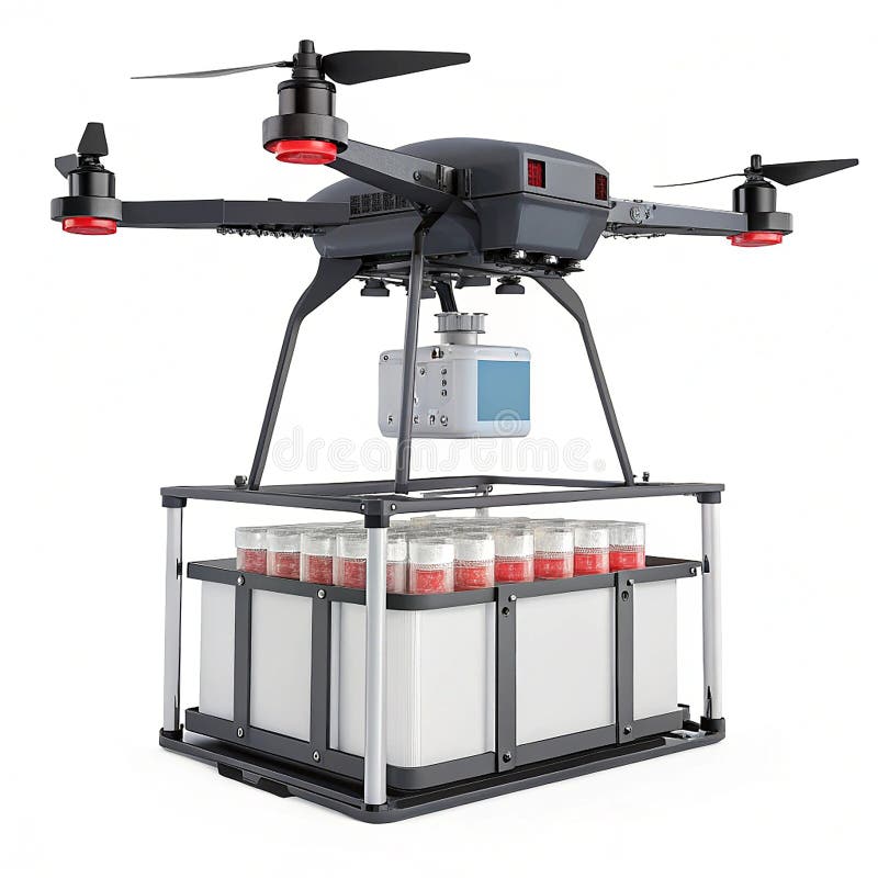 Drone Carrying Biological Samples for Testing Stock Illustration ...