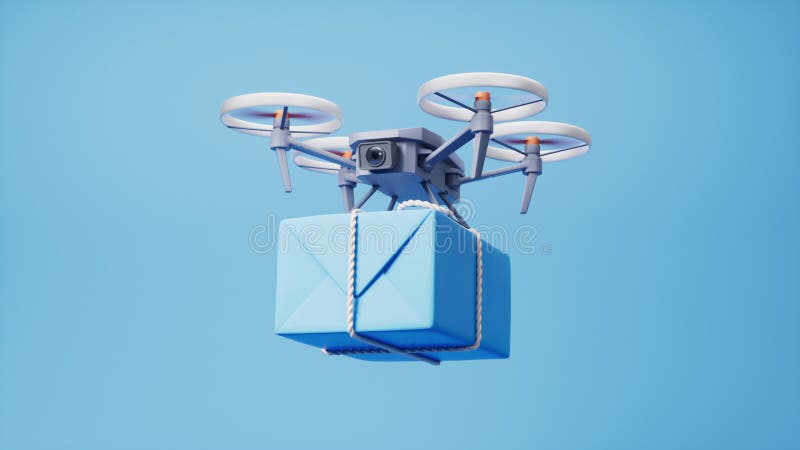 Drone Carrying the Gift Box with Celebrating Concept, 3d Rendering ...