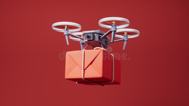 Drone Carrying the Gift Box with Celebrating Concept, 3d Rendering ...