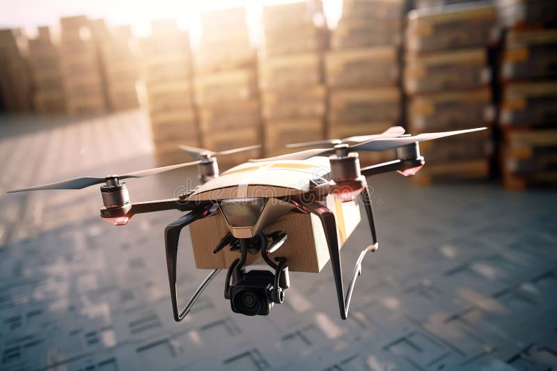 Drone Carrying Package Being Used As Delivery Transport. Stock ...