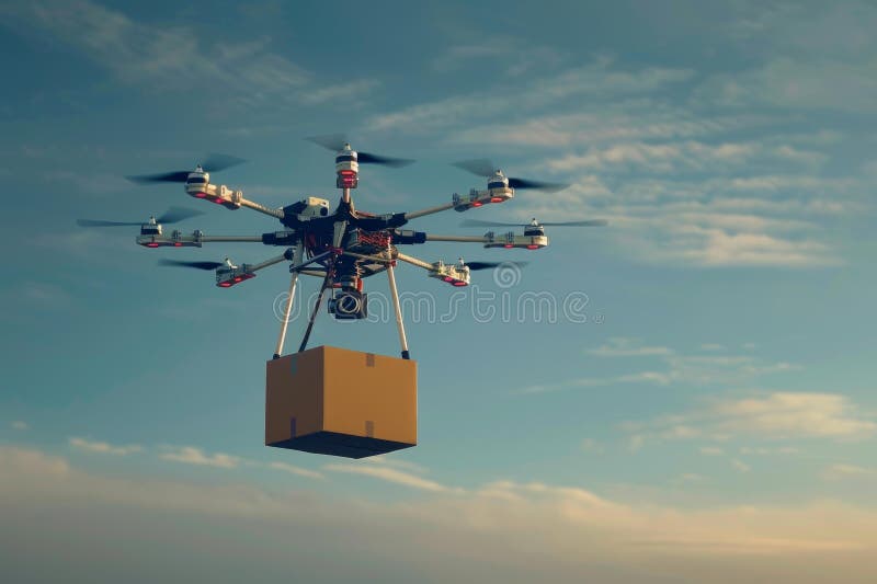 Drone Delivery Service Fast Efficient Package Transportation Stock ...