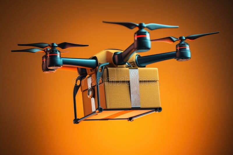 A Drone Carrying a Package Ready for Delivery Stock Illustration ...