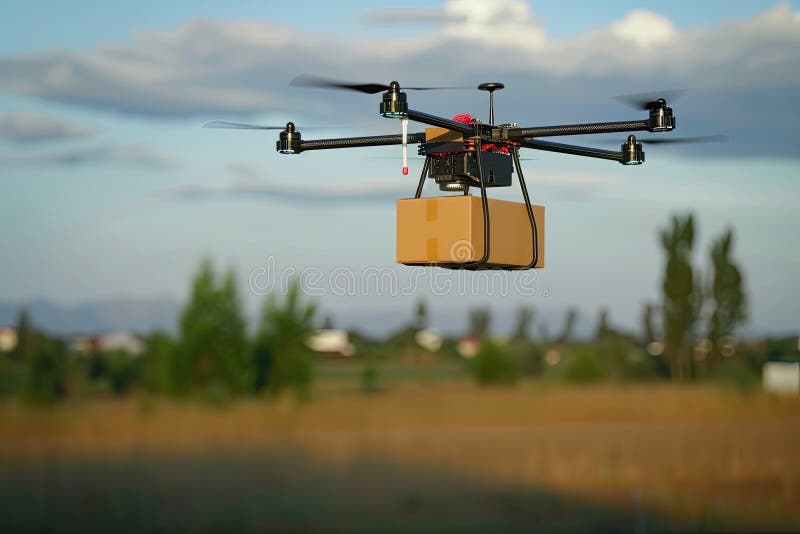A Drone Carrying a Package Ready for Delivery Stock Illustration ...