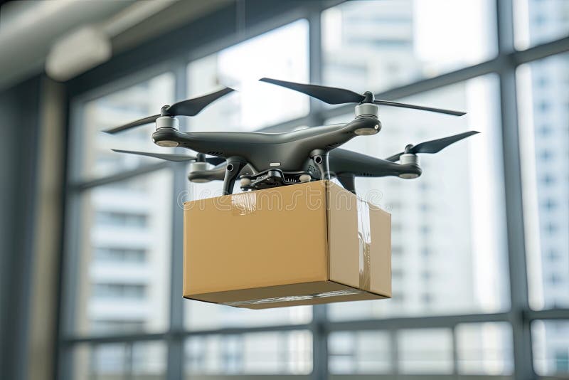A Drone Carrying a Package Ready for Delivery Stock Illustration ...