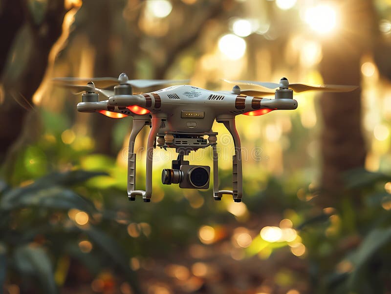 A Drone Carrying a Small Package, a Drone Flying in the Air Stock ...