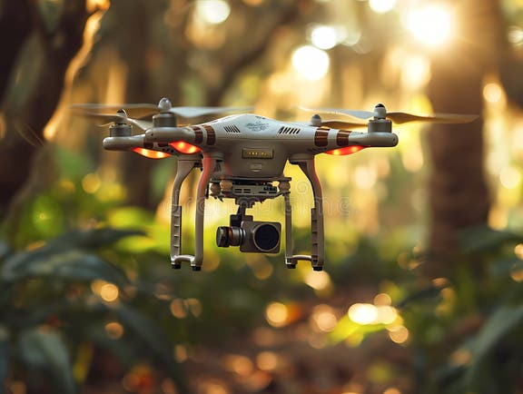 A Drone Carrying a Small Package, a Drone Flying in the Air Stock ...