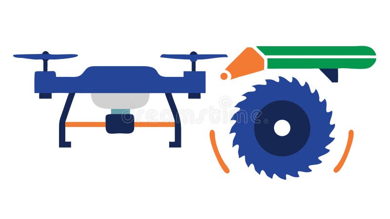 Drone with Circular Saw, Industrial Application, Vector Design ...