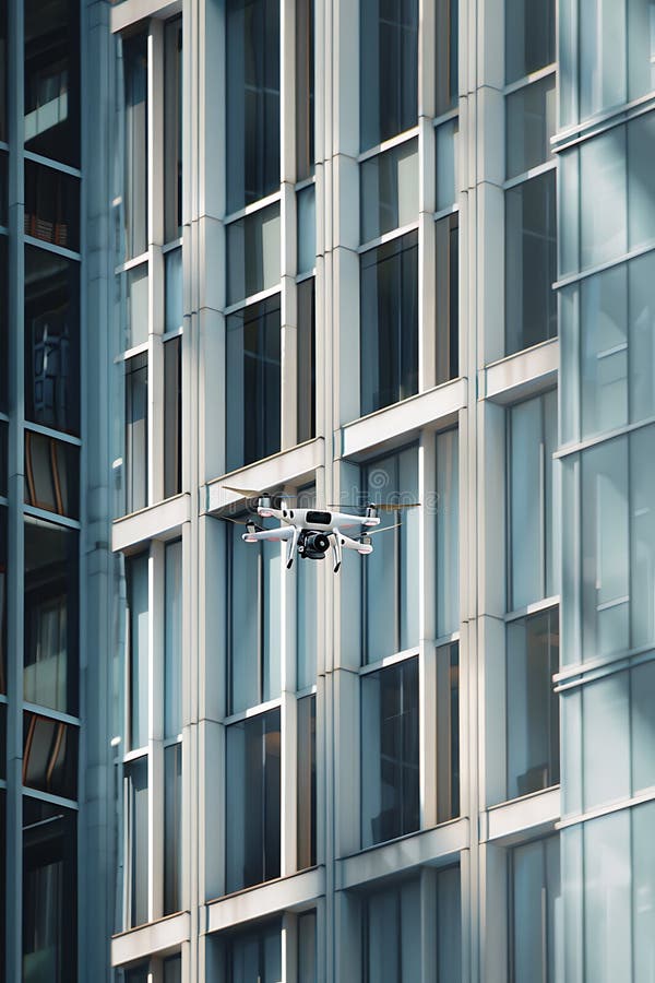 Drone Cleaning a Office Building Windows Stock Image - Image of people ...