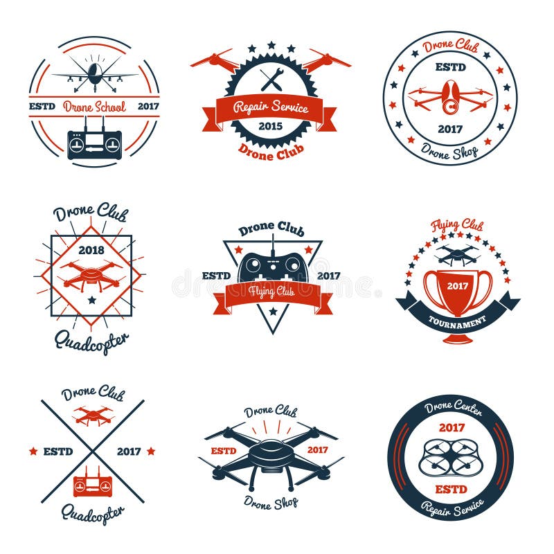 Drone Color Emblems stock vector. Illustration of flight - 114594094