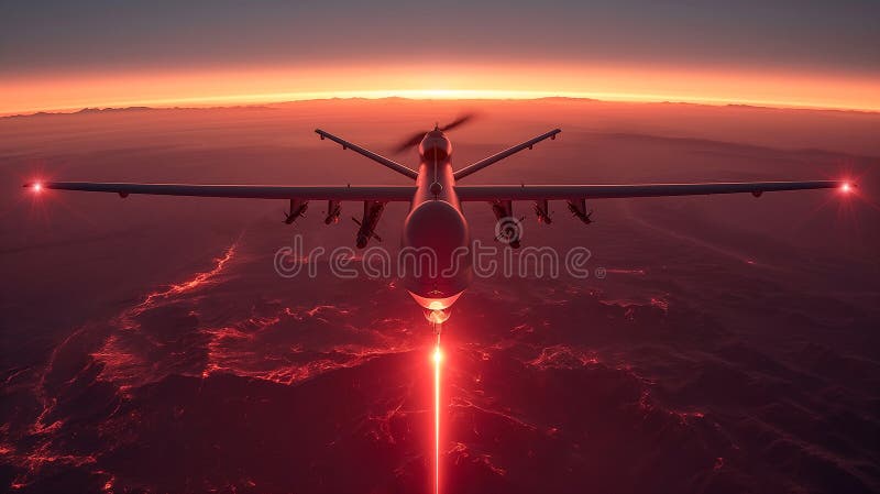 Drone Conducts Laser Precision Strike Over Mountainous Landscape ...