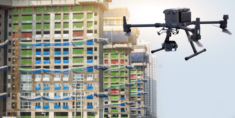 Drone on a Construction Site Stock Photo - Image of business, sensor ...