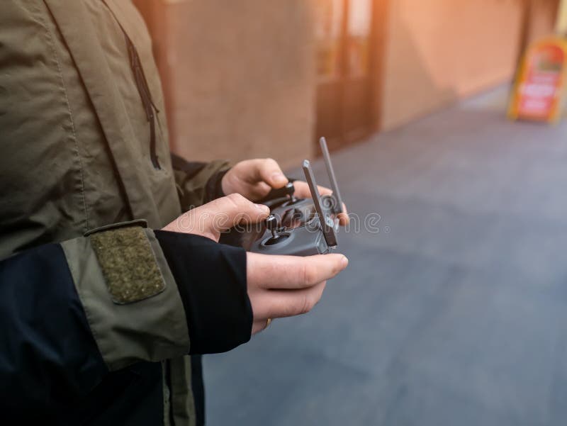 Drone Control Panel in the Hands of a Man Stock Photo - Image of aerial ...