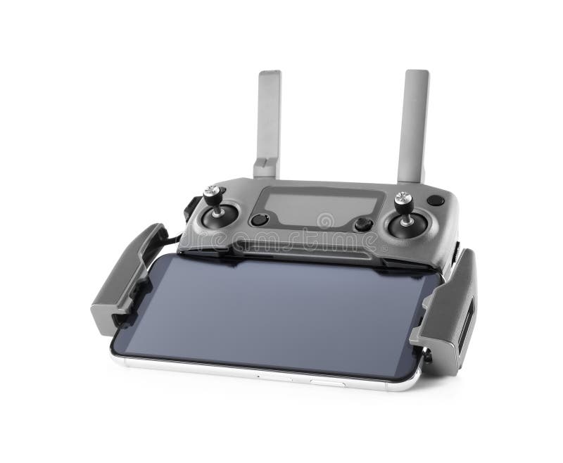 Drone Controller with Smartphone Isolated Stock Image - Image of copy ...