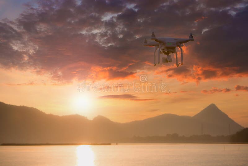 Drone Copter Flying with Digital Camera.Drone with High Resolution ...