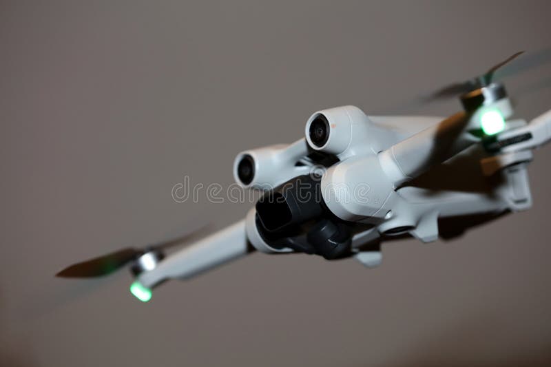 The Drone Copter Flying with Digital Camera Isolated on Empty Colorful ...