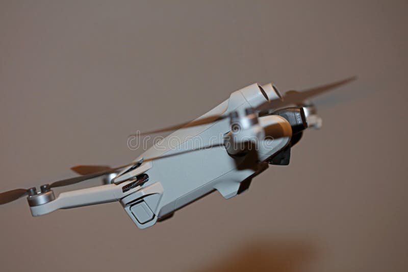 The Drone Copter Flying with Digital Camera Isolated on Empty Colorful ...