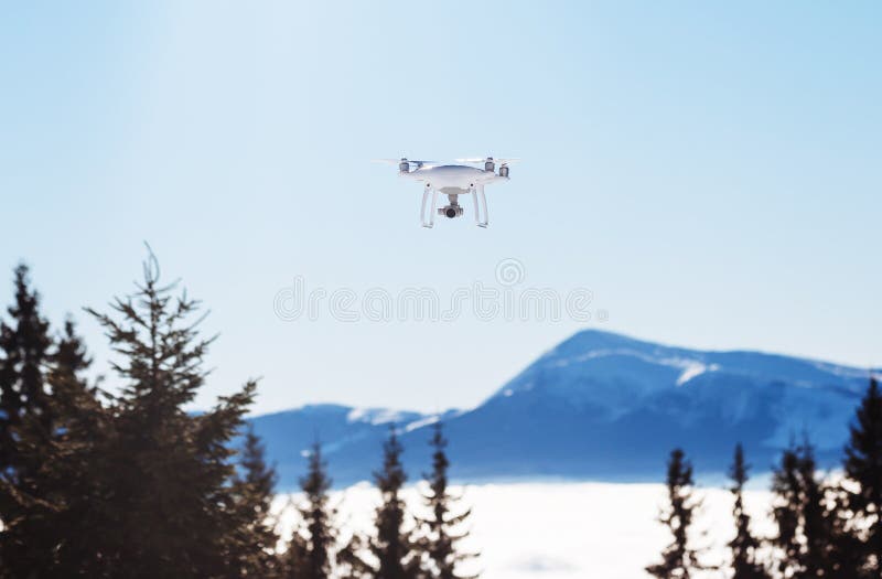 Drone Copter Flying Over Mountains Stock Photo - Image of digital ...