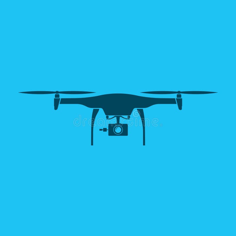 Drone. Dark Blue Flat Vector Design with Light Blue Background Stock ...