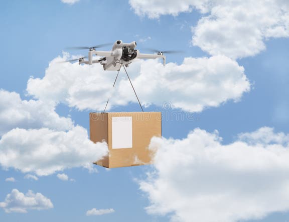 Drone Delivering a Cardboard Box Stock Image - Image of video, rotor ...