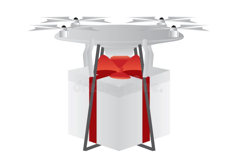 A Drone delivering a gift stock vector. Illustration of mail - 94172560