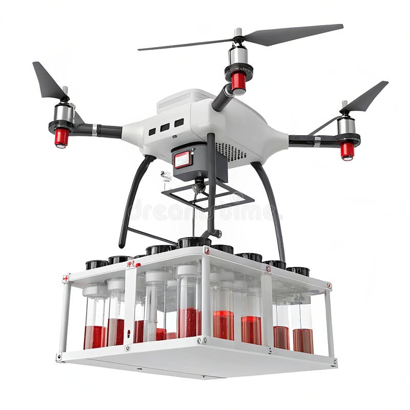 Drone Delivering Lab Samples for Testing Stock Illustration ...
