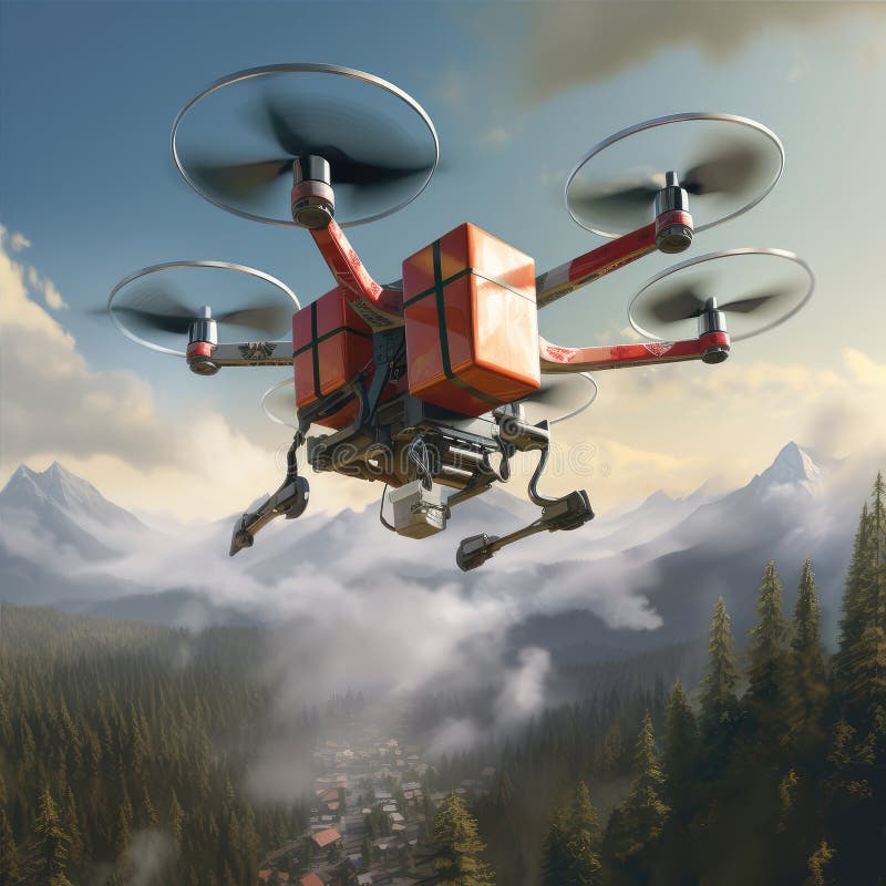 Drone Delivering a Package - Autonomous Logistics Generative AI ...